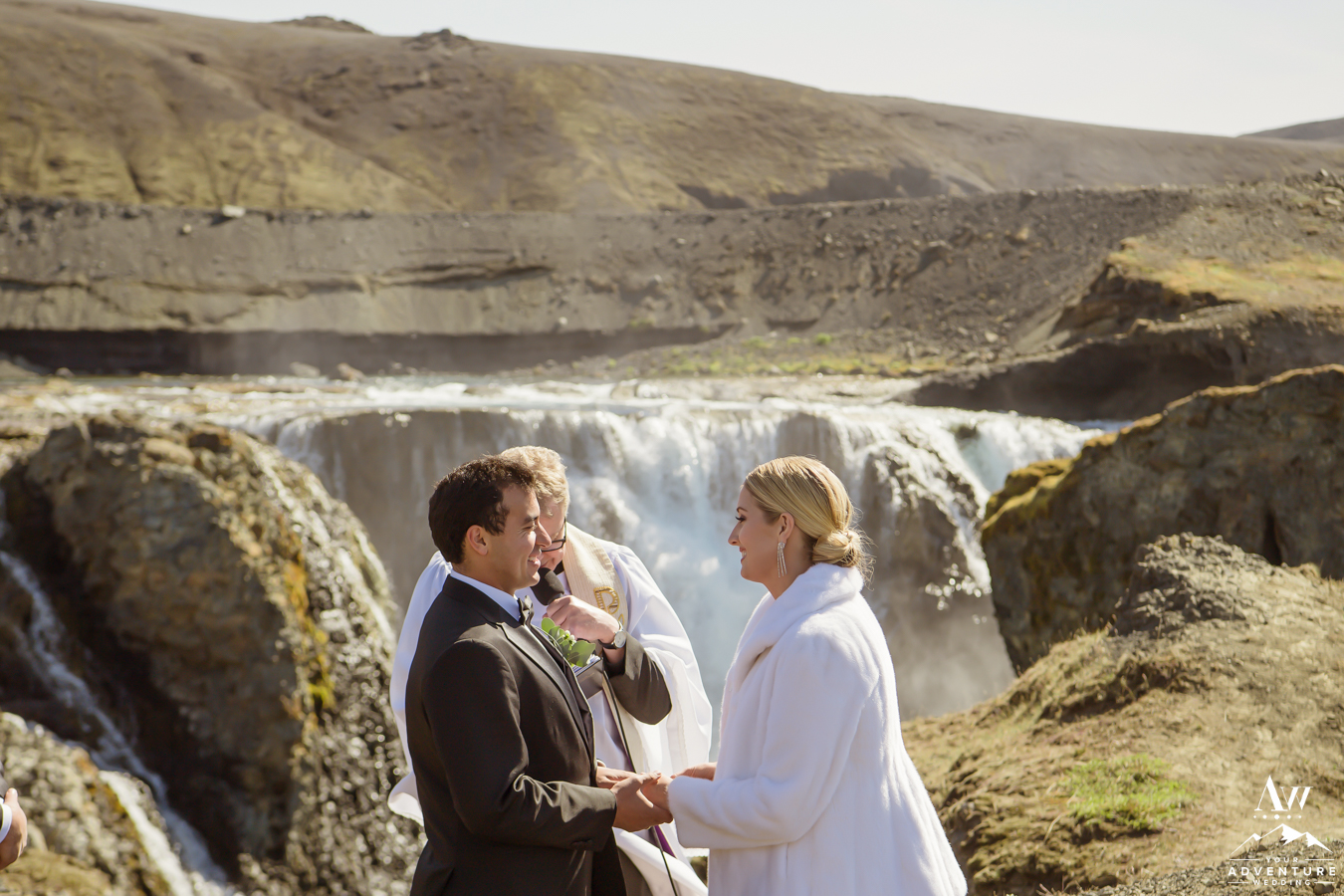 Romantic Iceland Summer Wedding by a Waterfall