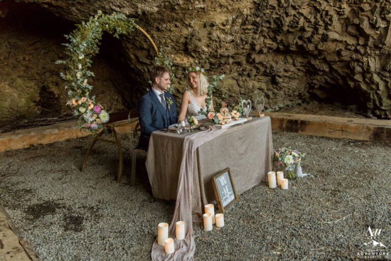 Floral Swing Anniversary Session Inside Ice Cave